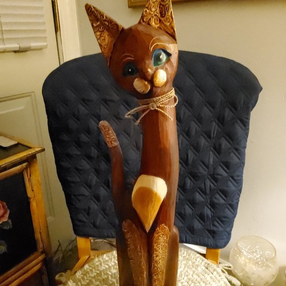 Accents | Hand Carved Wooden Indonesian Cat Statue | Poshmark